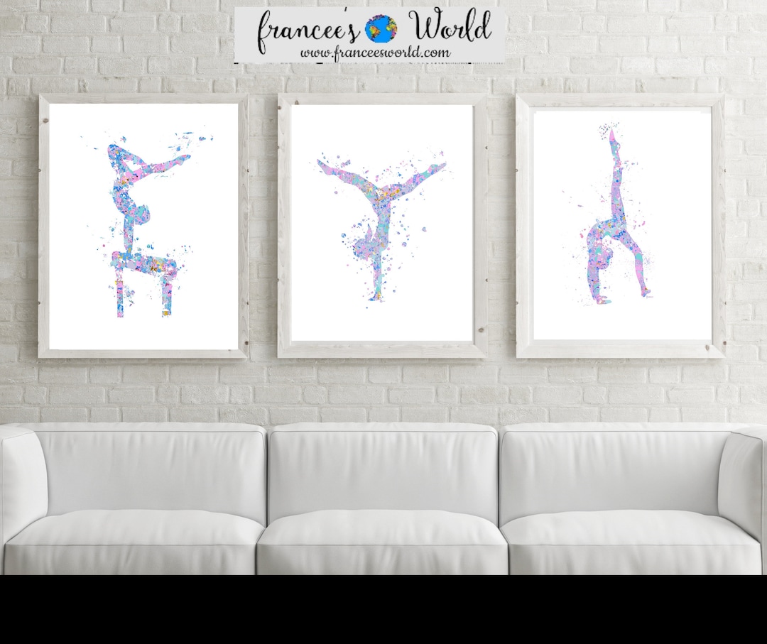 Gymnastics Gift , Pink and Blue Gymnastics, Dorm Art, Gymnastic ...
