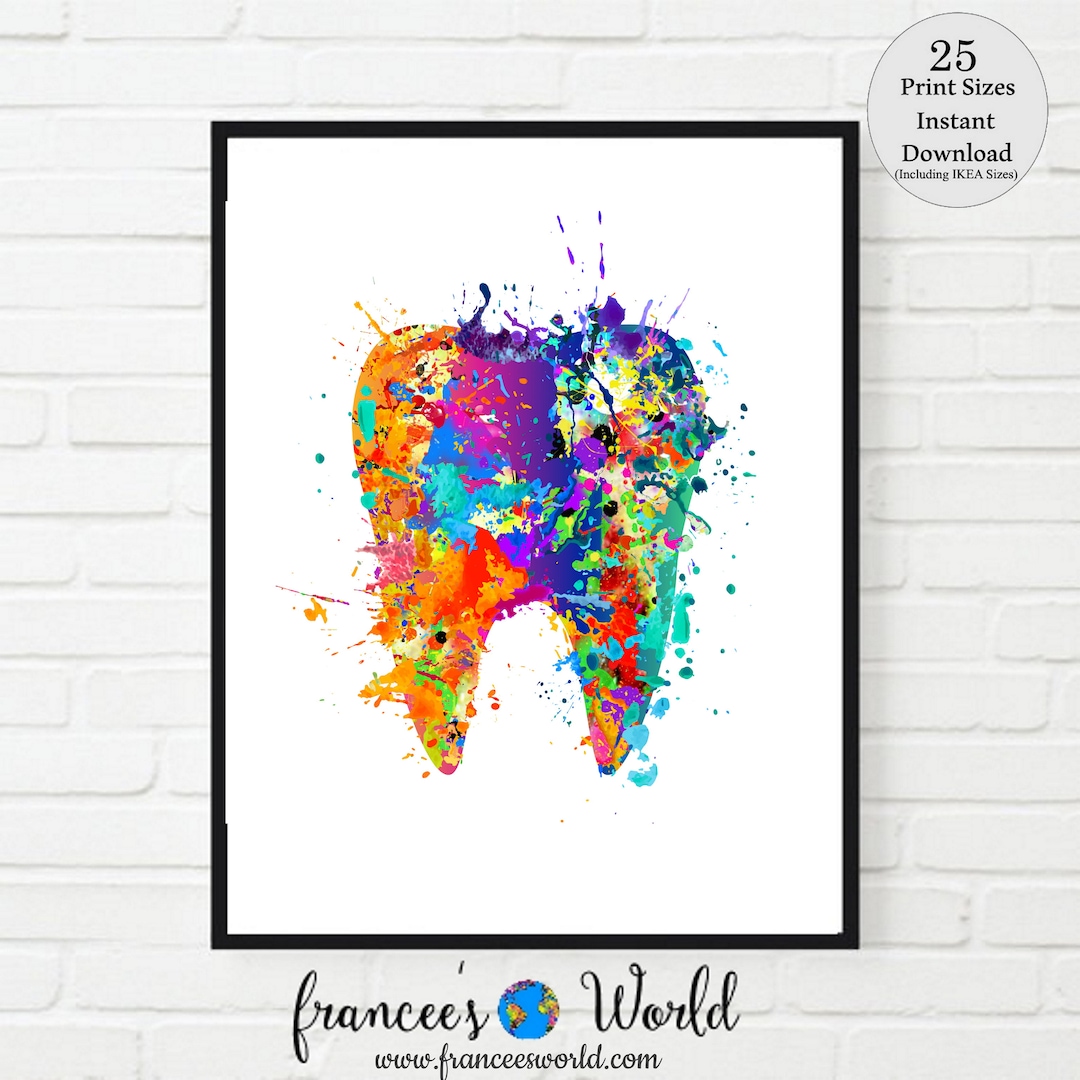 Tooth Print, Tooth Art, Dentist Wall Decor, Teeth Print, Printable ...