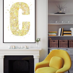 Letter C Wall Decor Letter C Print Yellow PRINTABLE Letter - Etsy