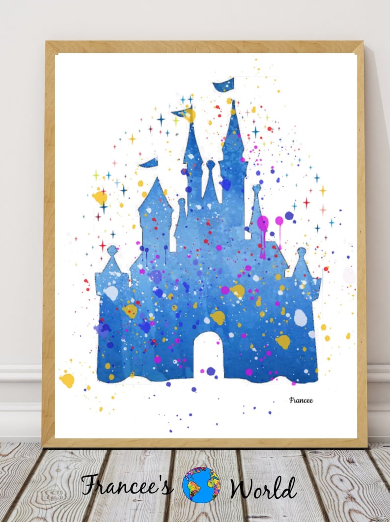 Princess Castle Blue Digital Download Castle Art Print Nursery | Etsy