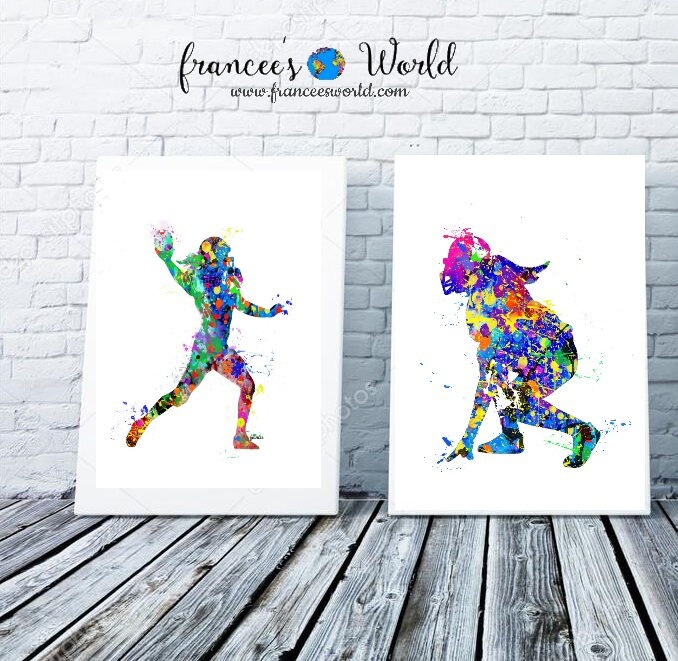 Girl Football Printable Girl football Watercolor Football | Etsy