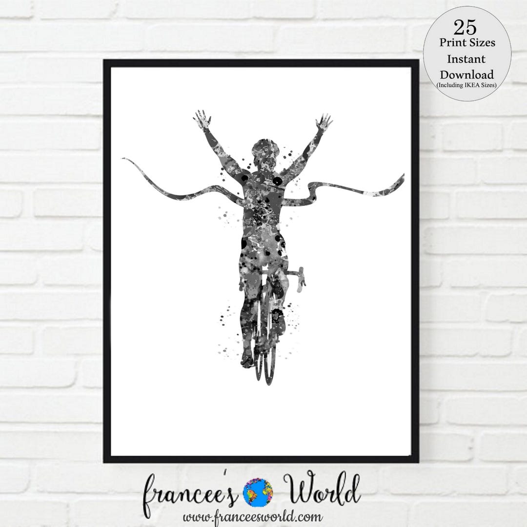 Cyclist Art, Cyclist Poster, Black and White, Across the Finish Line ...