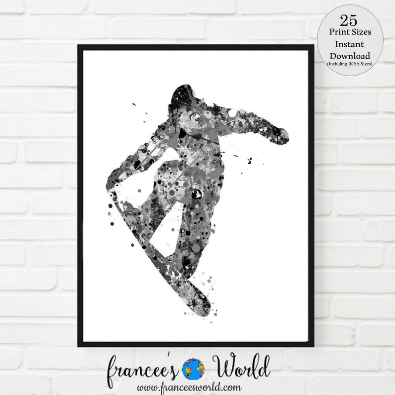 Snowboarding Boy PRINTABLE Male Snowboarder SET of 3 Black - Etsy