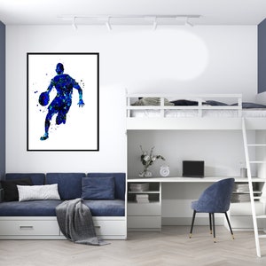 Basketball Art, Boy Blue Basketball Poster, Set of 3 Basketball ...