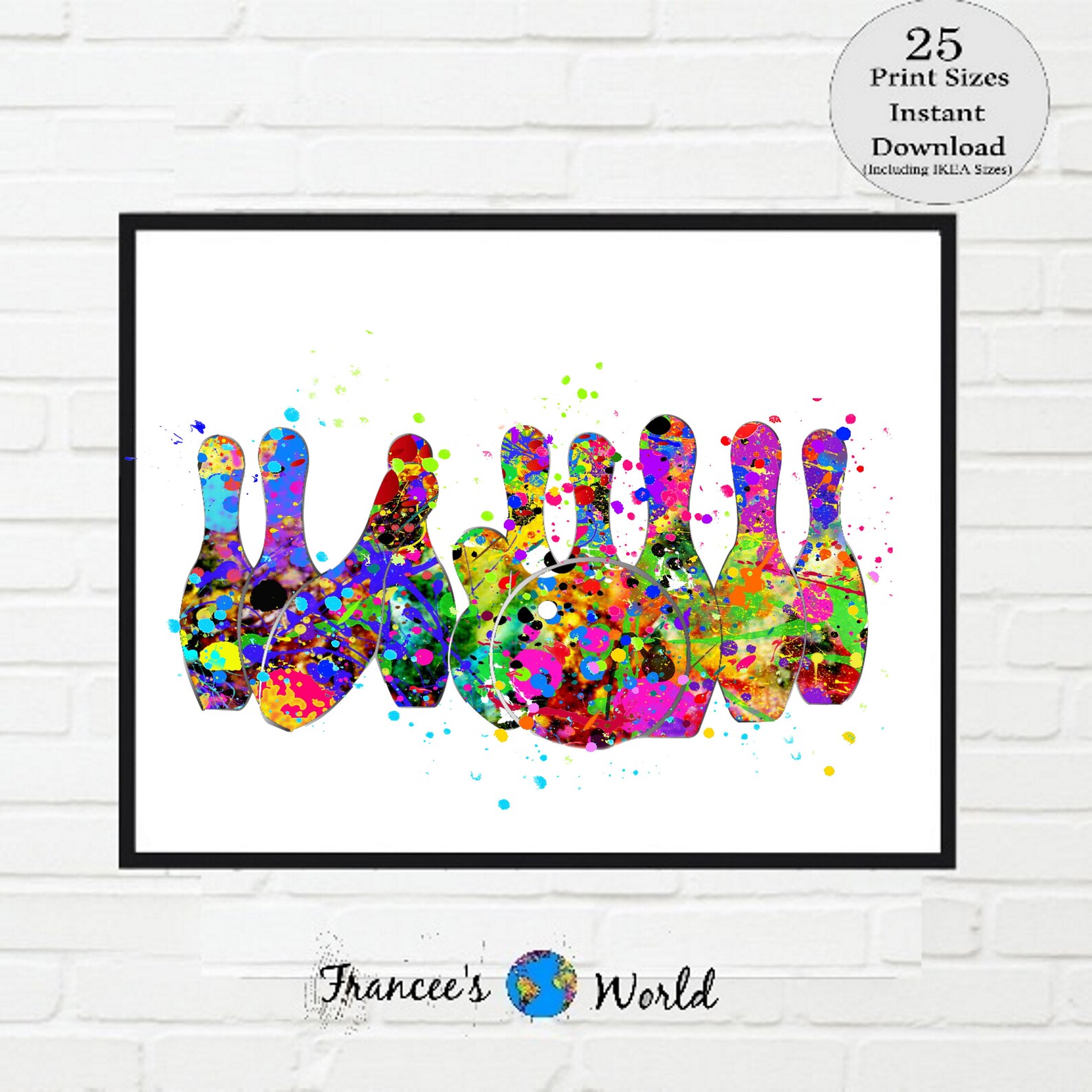 Colorful Bowling Art Prints: Game Room Decor (instant Download) - Etsy