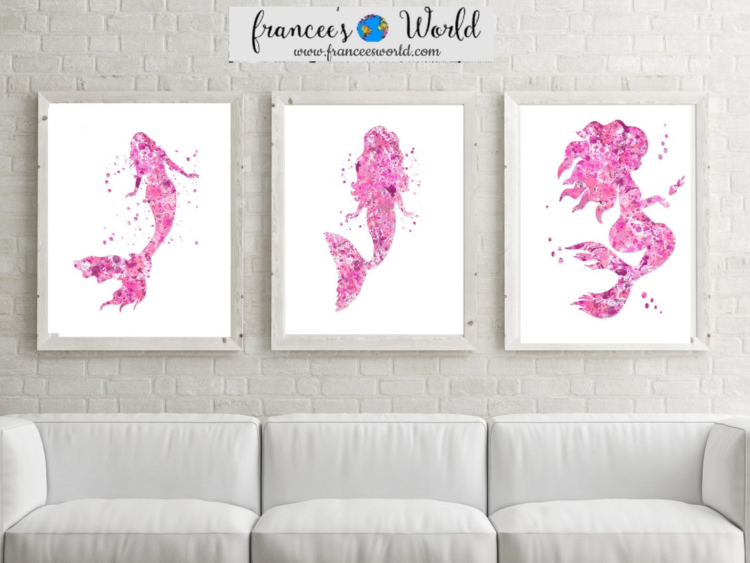 Pink Mermaid Printpink Mermaid Wall Art Mermaid Printable - Etsy