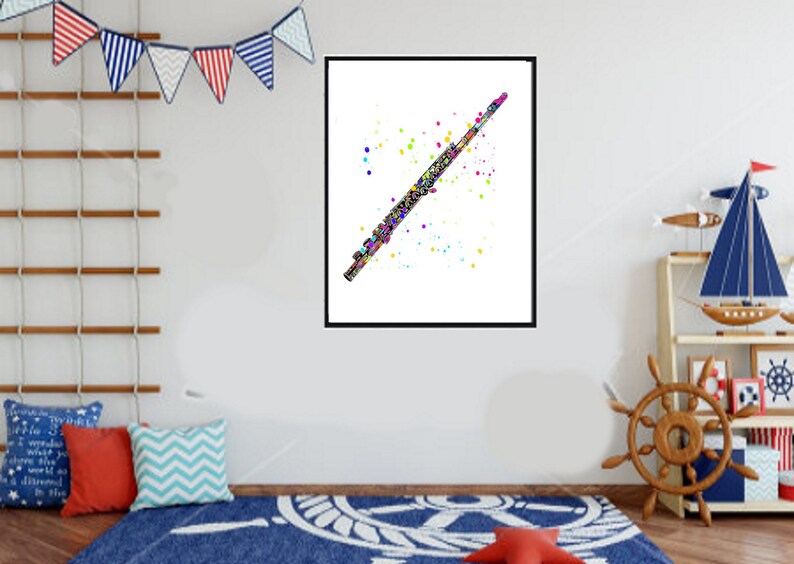Colorful Flute Art Print: Musical Instrument Decor (digital Download ...