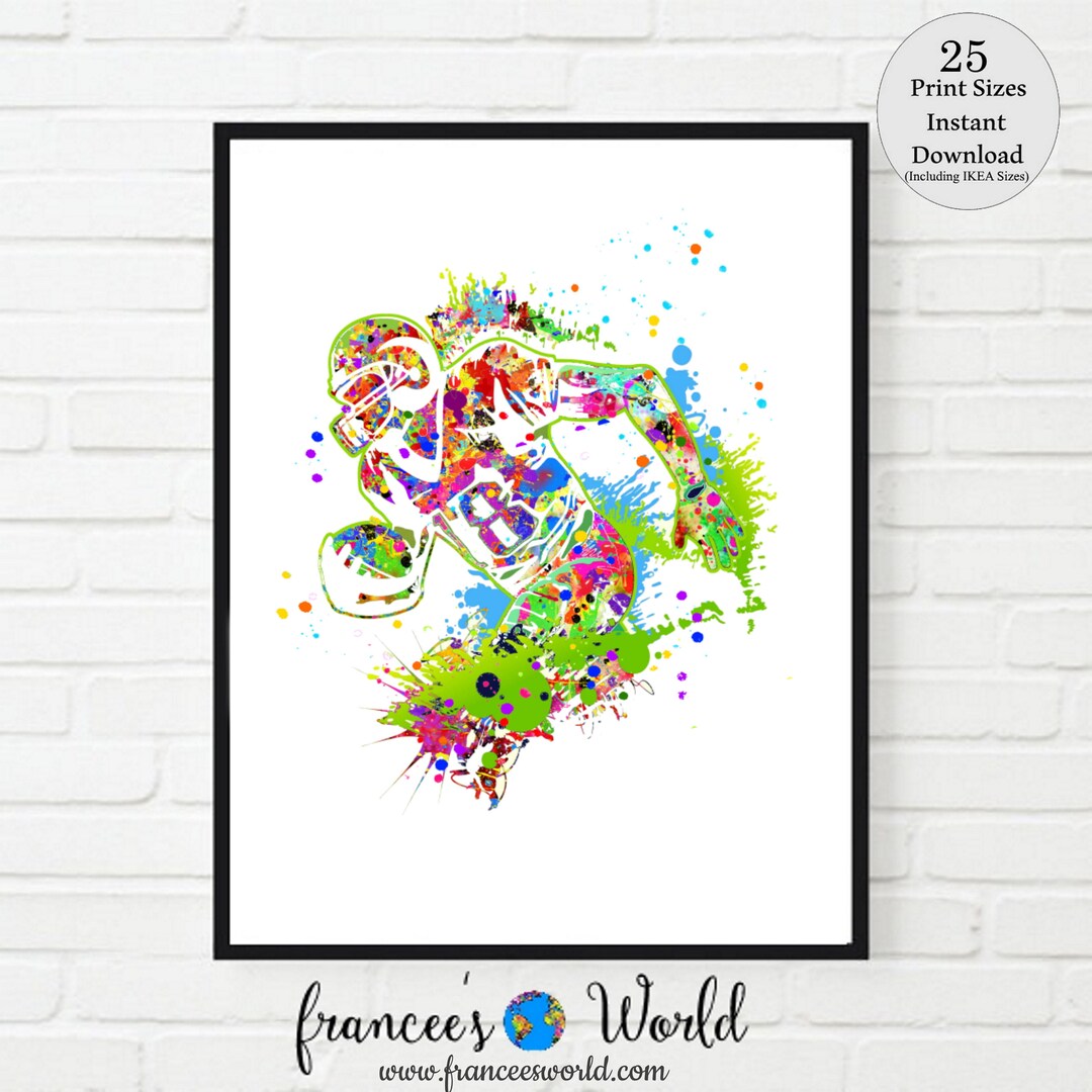 Football Player Print, Football Poster, PRINTABLE, Watercolor, American ...