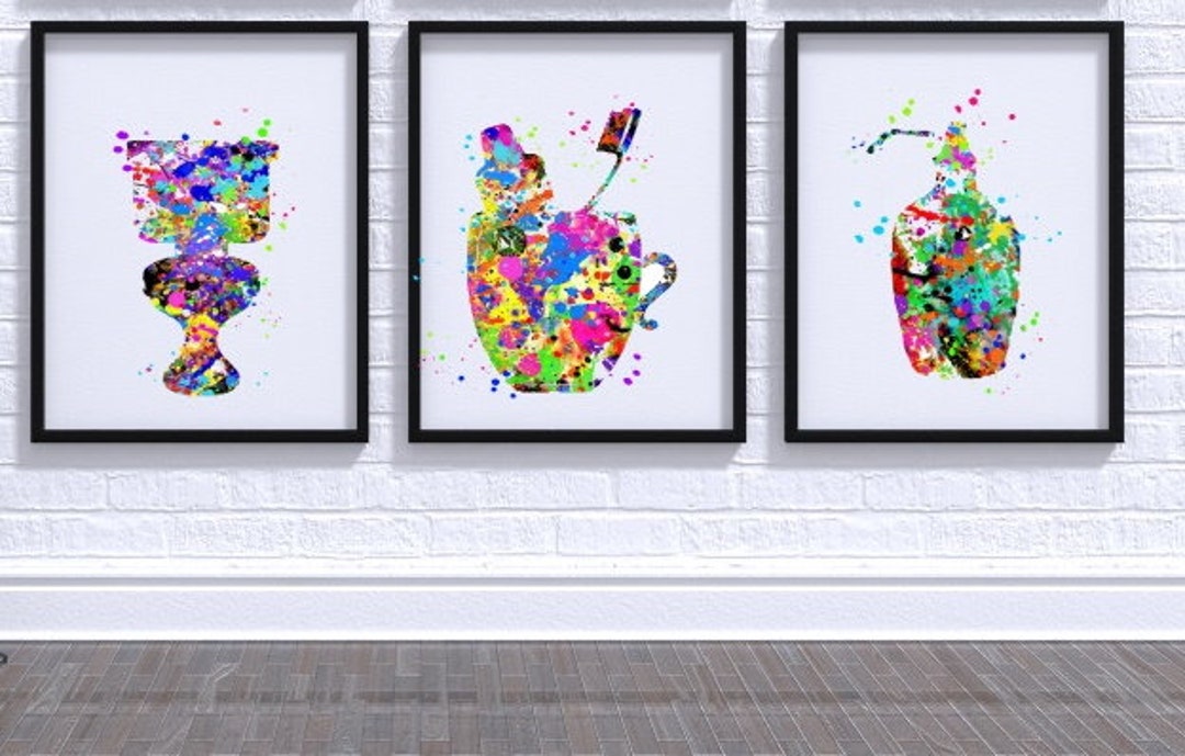 Bathroom Art Set of 3 Printables,tooth Brush,soap,toilet,watercolor ...