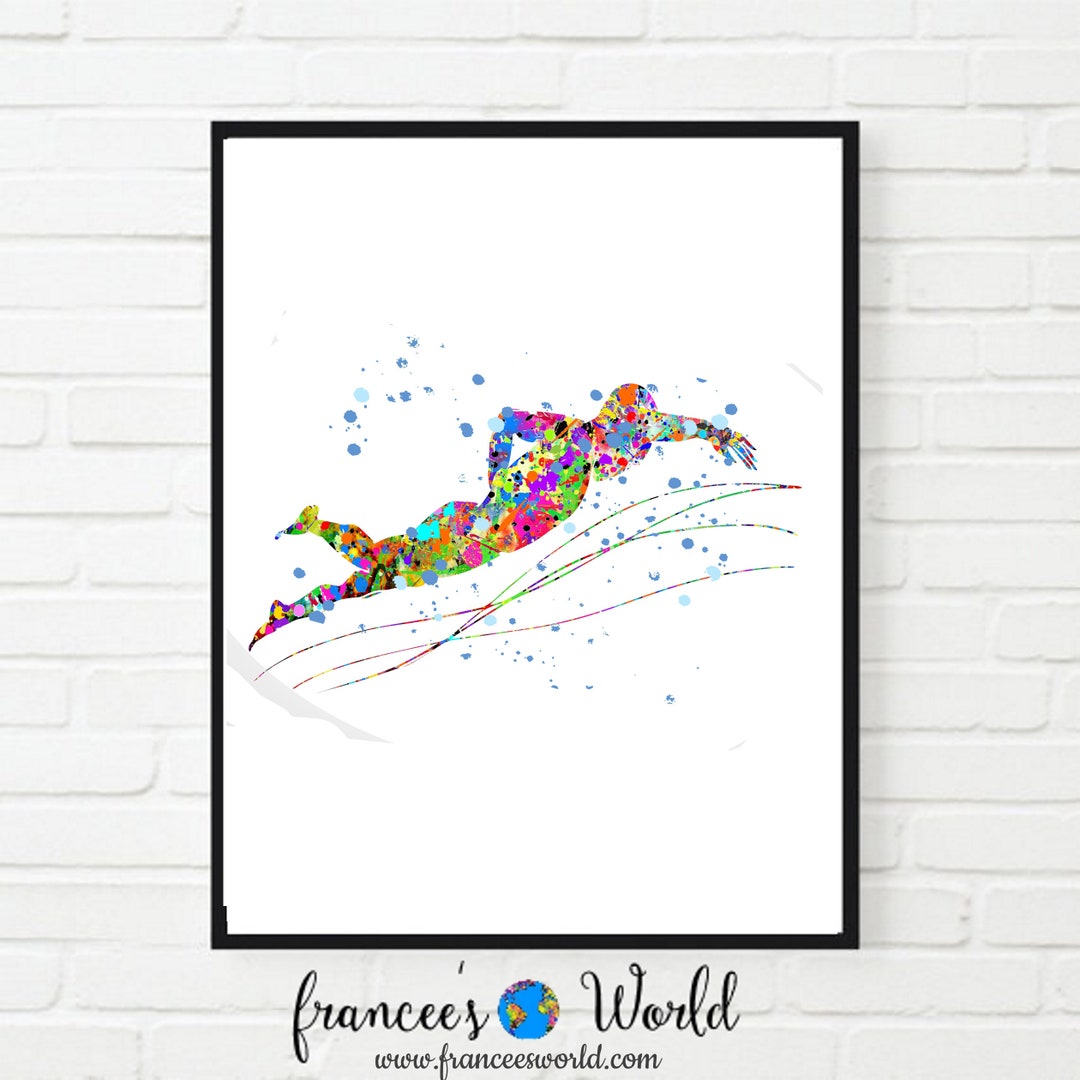 Swimmer Gift, Swimming Poster, Swimming Watercolor, Swimmer in Water ...