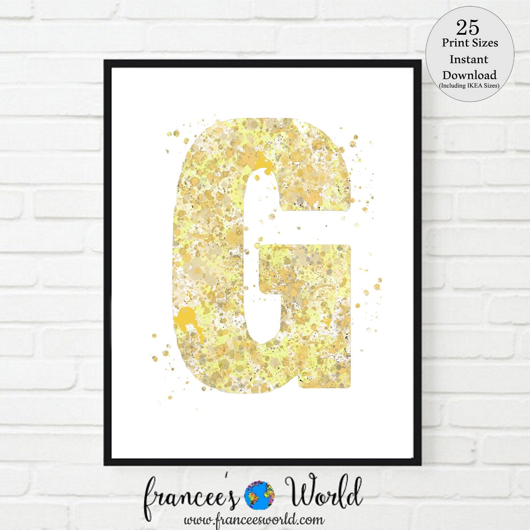 Alphabet Letter G Dorm Art, Yellow Letter G Print, PRINTABLE ART ...