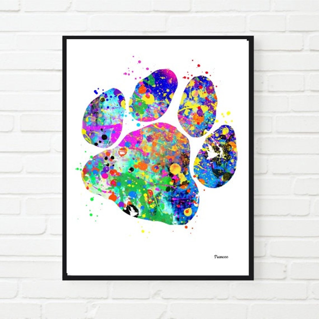 Dog Paw Watercolor Print Dog Art Wall Decor Aminal Wall Art Animal ...