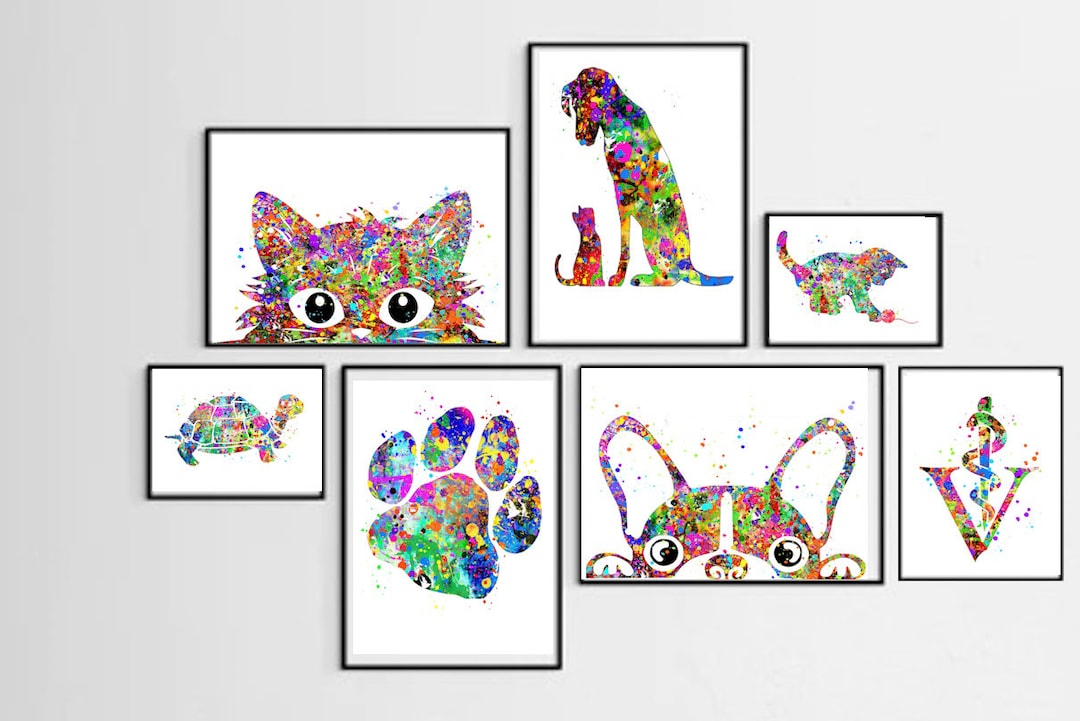Veterinarian Office Art, Cat and Dog Print, Dog Paws, Turtle ...