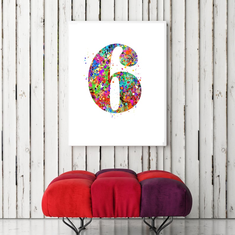 Number Six PRINT Number 6 Art Number Art Kid's Room - Etsy