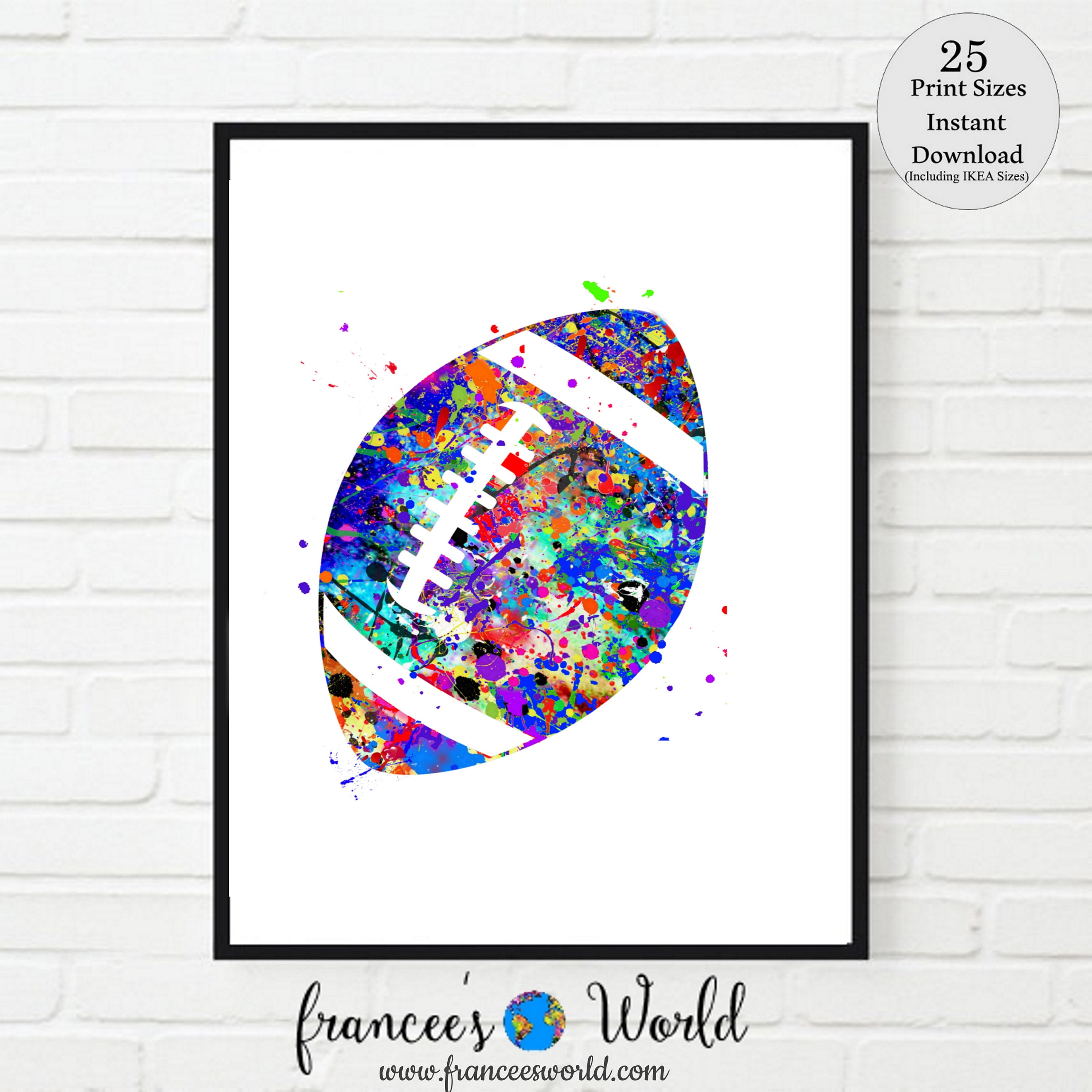 Football Print Football Player PRINTABLE Quarterback Running - Etsy