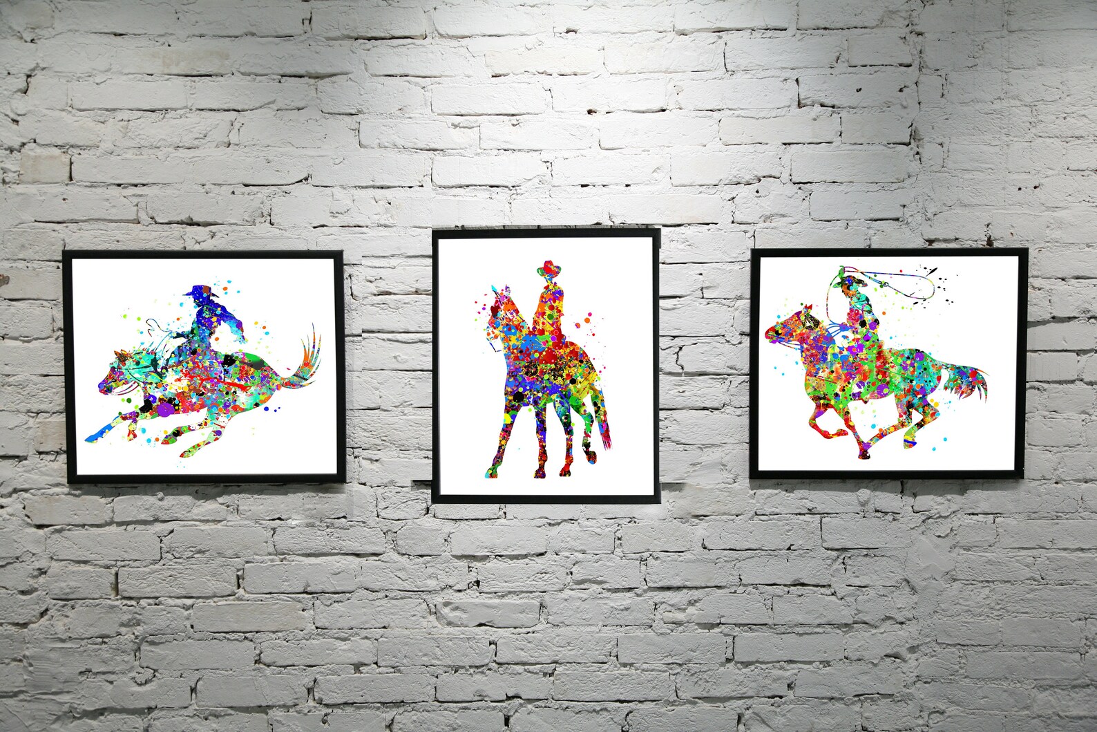 Cowboy Art Cowboy Print Rodeo Art Set of 3 Cowboy - Etsy