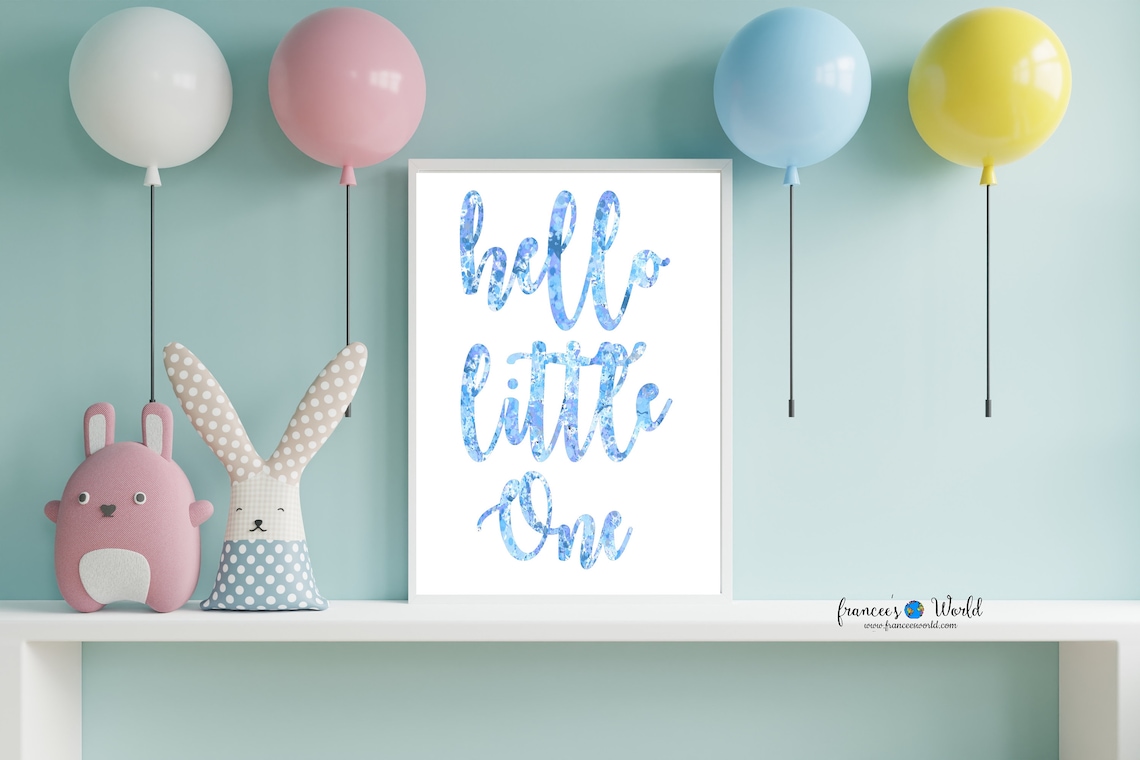 HELLO LITTLE ONE Print Nursery Printable Baby Shower Gift Blue - Etsy