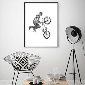 Trial Cyclist Print Trial Bike Printable, Black and White Set of 3 ...