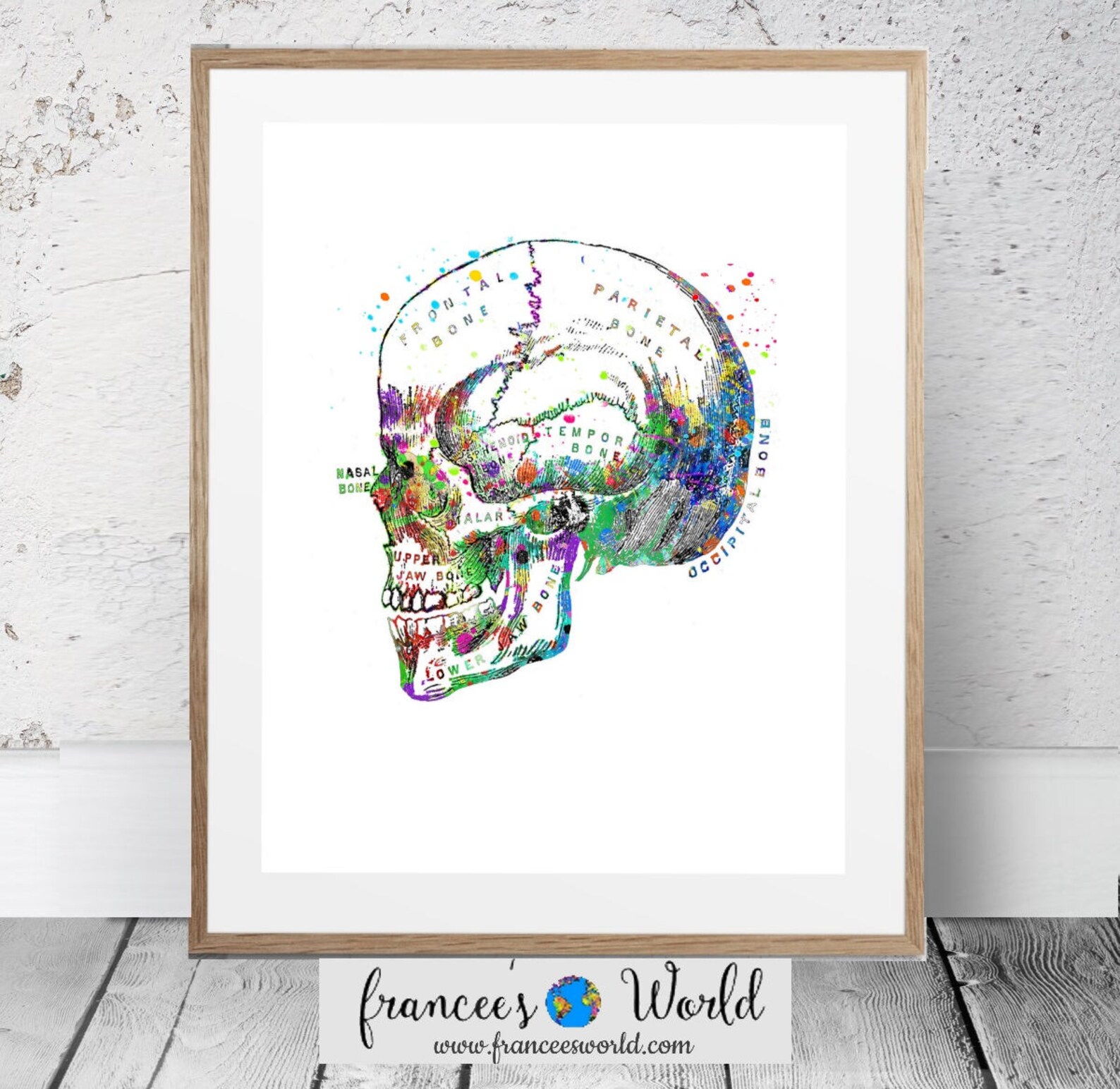 Skull Tooth PRINTABLE Watercolor Vintage Human Skull Poster | Etsy
