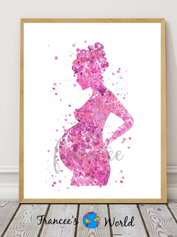 Pregnant Woman Printable, Pregnancy pink ,Pregnancy Watercolor ...