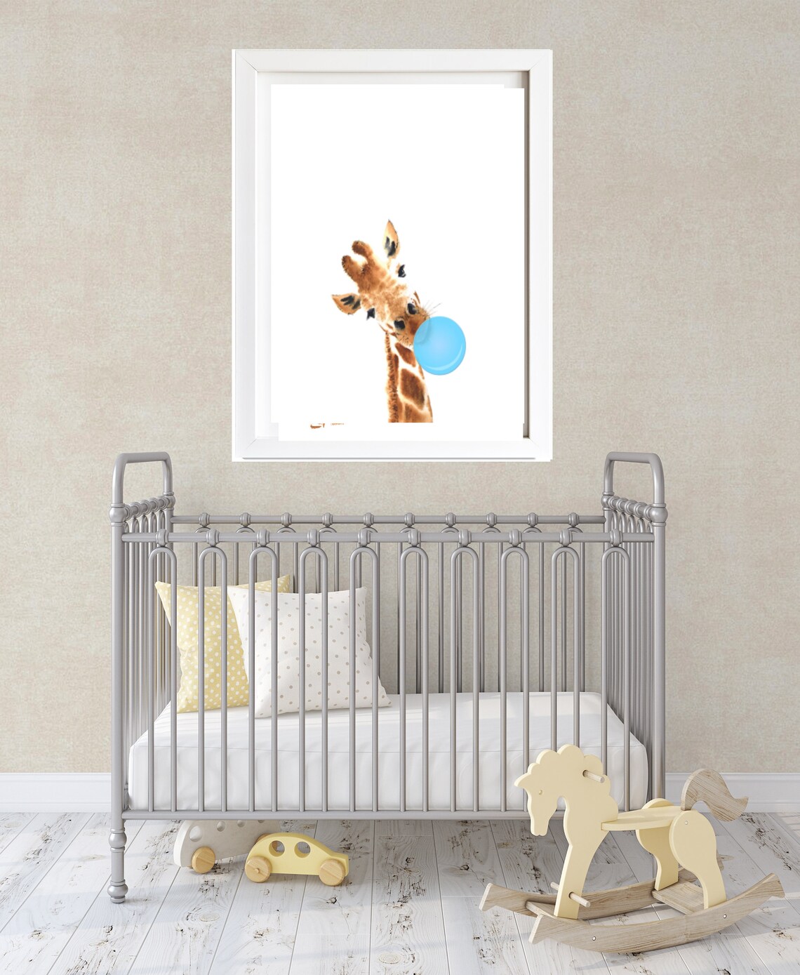 Giraffe Printable Giraffe wall art Blue Bubblegum Giraffe | Etsy