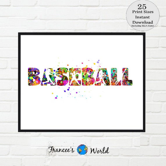 Baseball Print, Baseball word art, Printable, PNG, Baseball poster ...