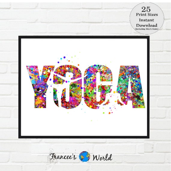 Yoga print, yoga studio art, yoga word art, yoga classes, yoga ...