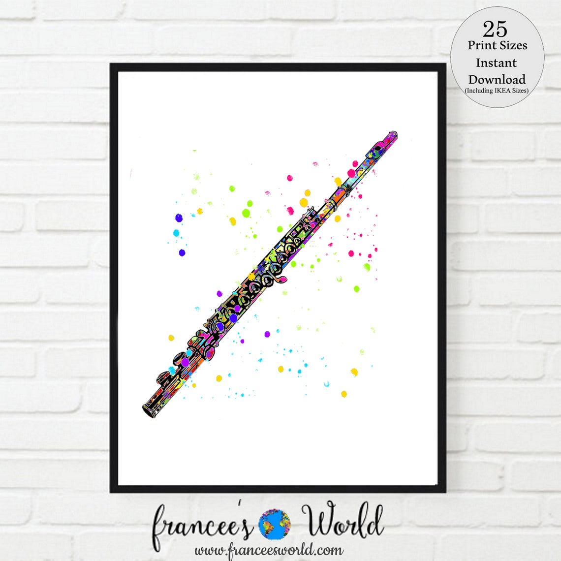 Colorful Flute Art Print: Musical Instrument Decor (digital Download ...
