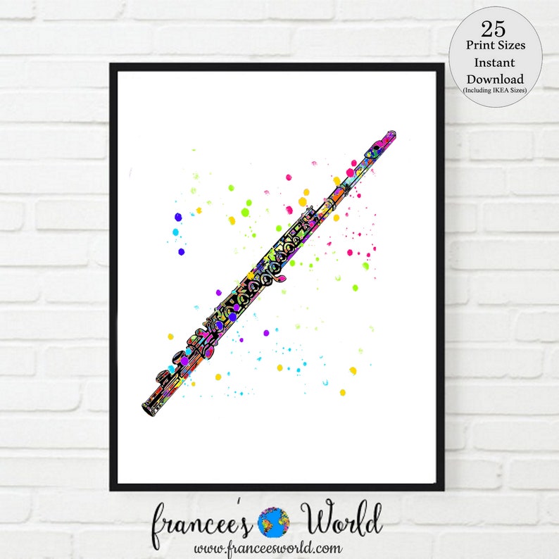 Colorful Flute Art Print: Musical Instrument Decor (digital Download ...