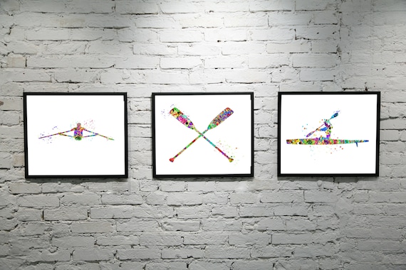 Rowing Art Rowing Poster Set of 3 Row Watercolor PRINTABLE | Etsy