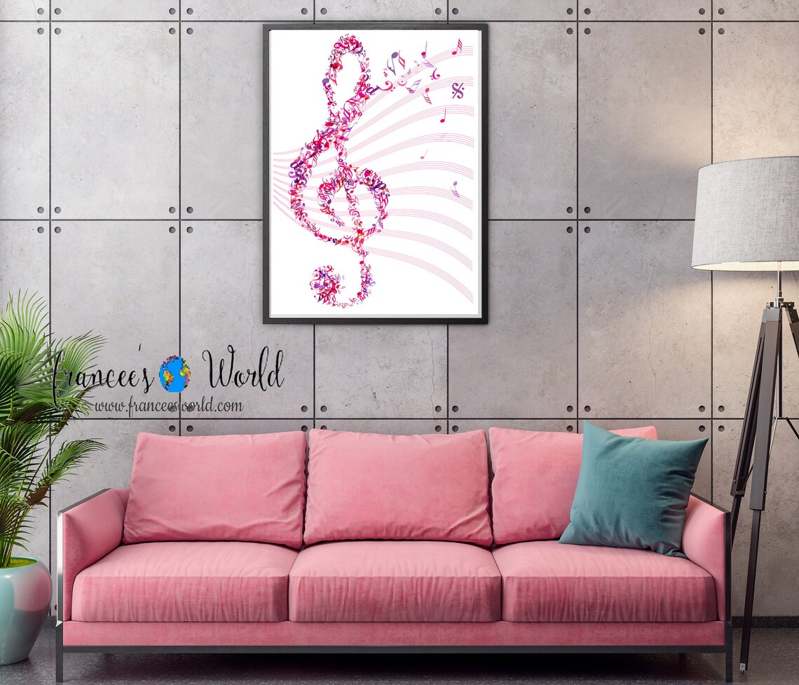 Musical print musical note wall art Clef note print | Etsy