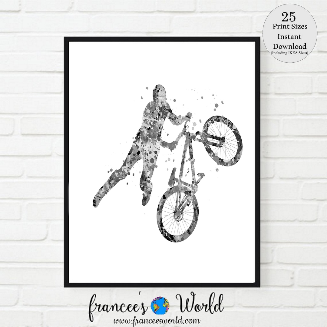 BMX Bike Print, BMX Art, Bmx Decor, Black and White Print, Bmx Bike Art ...