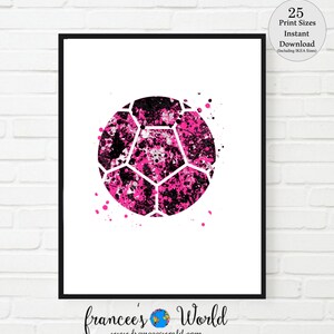 Soccer Ball and Soccer Shoes Print Set, Pink Soccer Printable Art ...