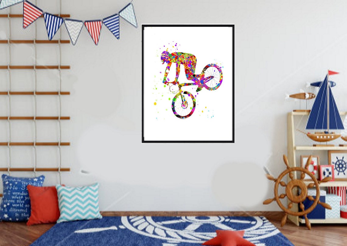 Trial Cyclist Print Trial Bike Printable Set of 3 Watercolor - Etsy