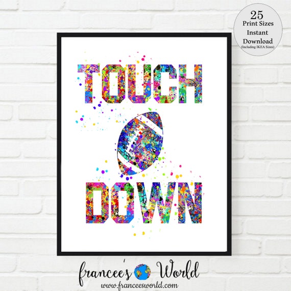 Touchdown print, football printable, sport art, football decor ...