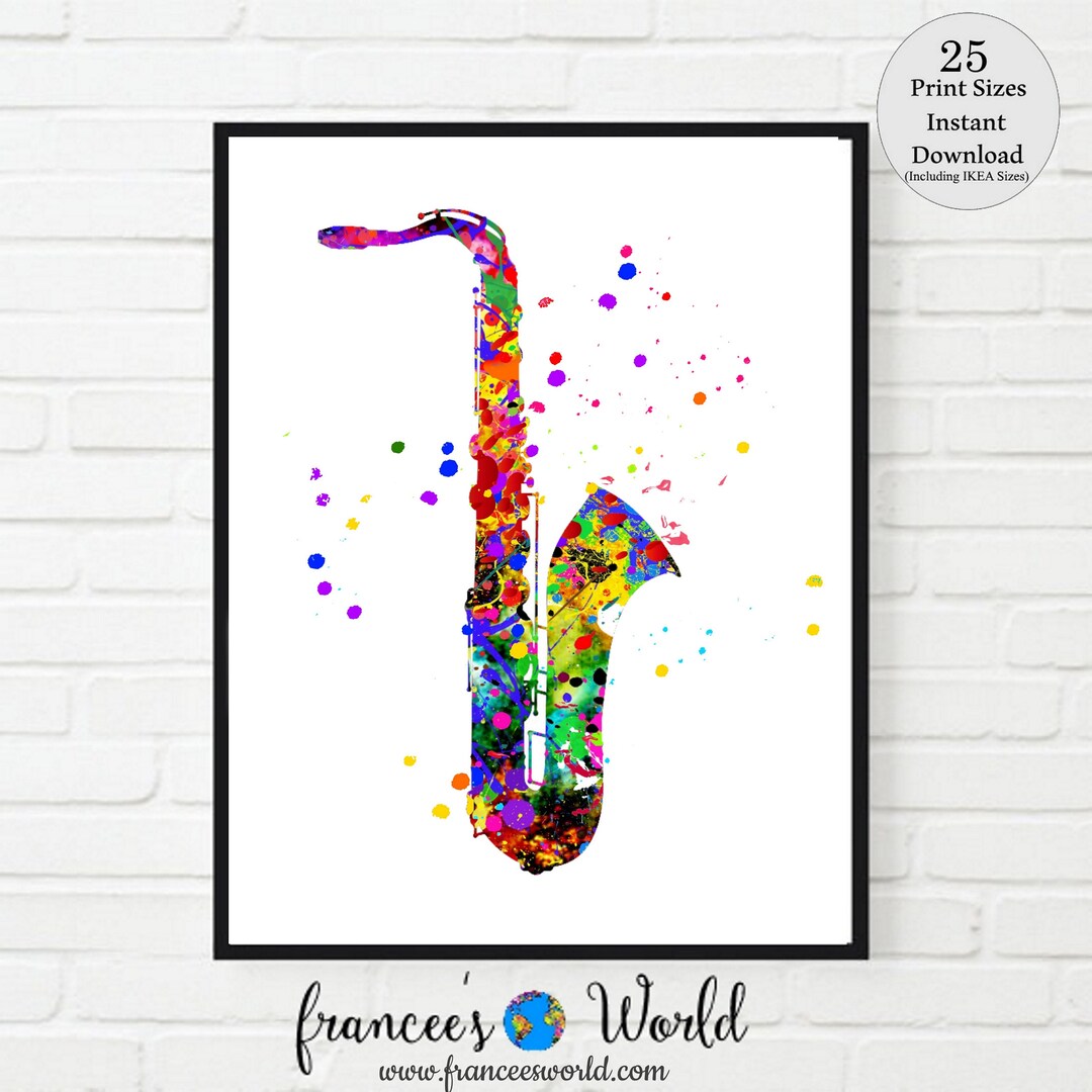 Saxophone Print, Musical Instrument, Saxophone Printable, Music Dorm ...