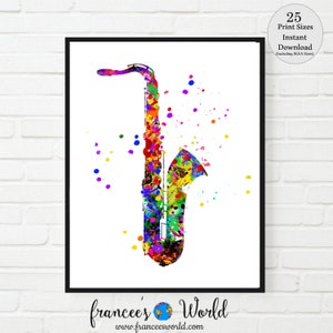 Musical Horn Prints Set of 4 Musical Instruments Saxophone - Etsy