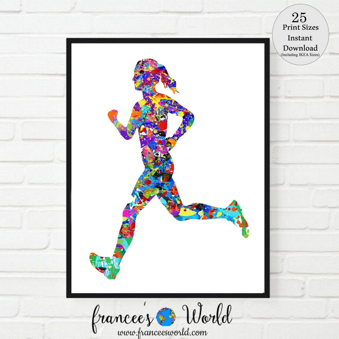Cross Country Runner Art, Runner Print, Girl Runner Poster, Female ...