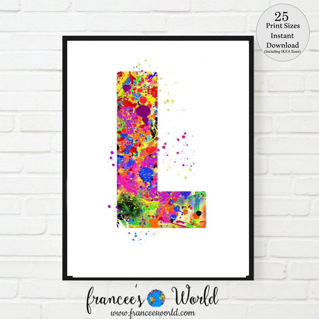 Watercolor Letter L Print: Colorful Monogram Nursery Decor (digital ...
