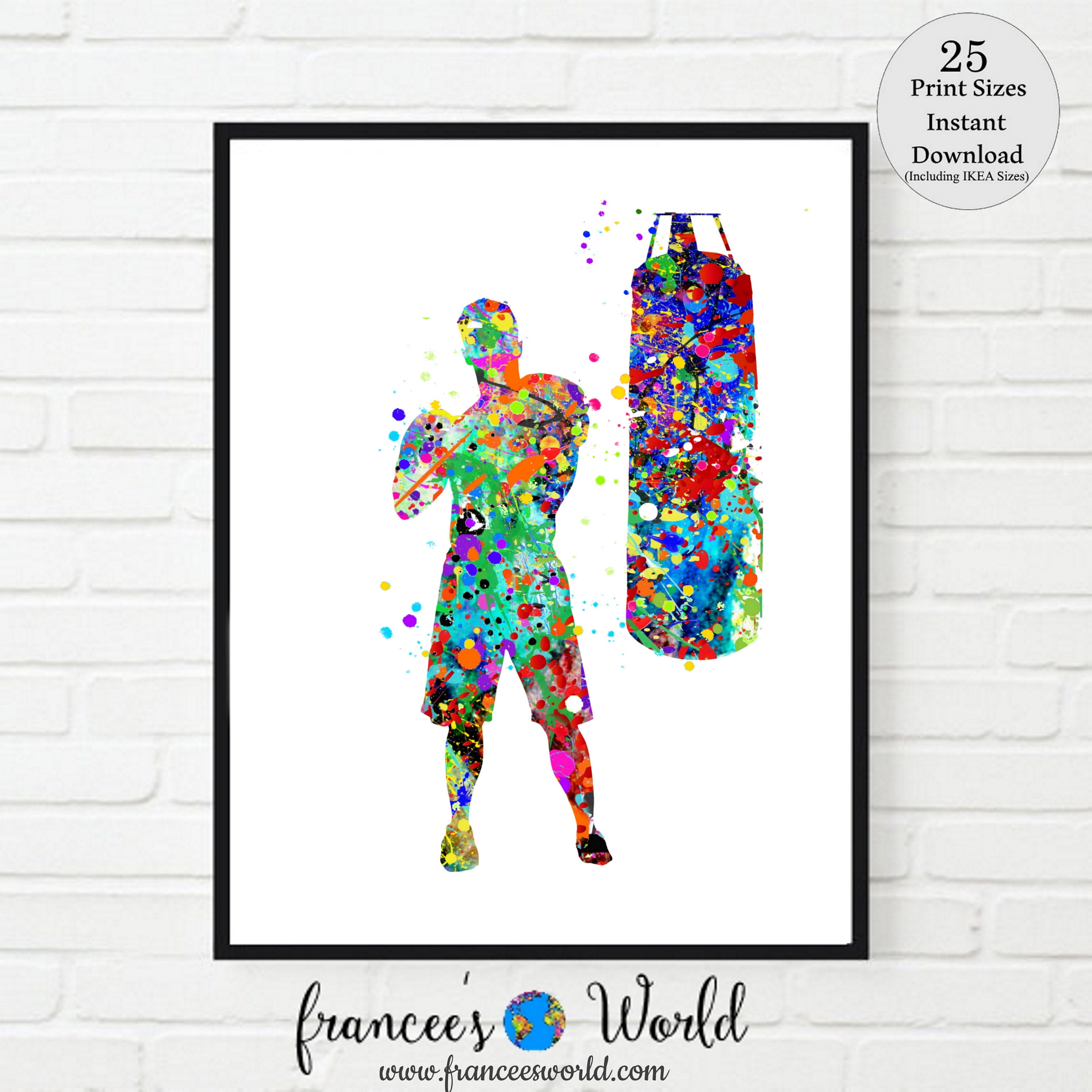 Boxer print boxing male boxer boxing watercolor gym art | Etsy