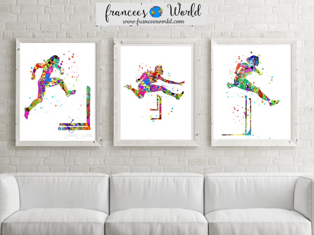Hurdles Watercolor Print Set: Track and Field Decor (digital Download ...