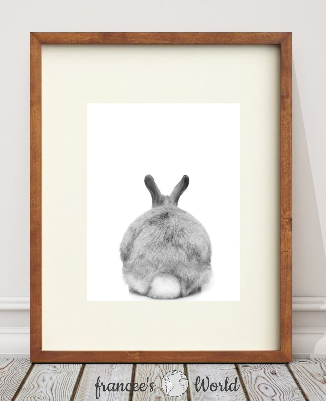 Bunny Rabbit Cottontail PRINT Black and White Print Woodland Animal ...