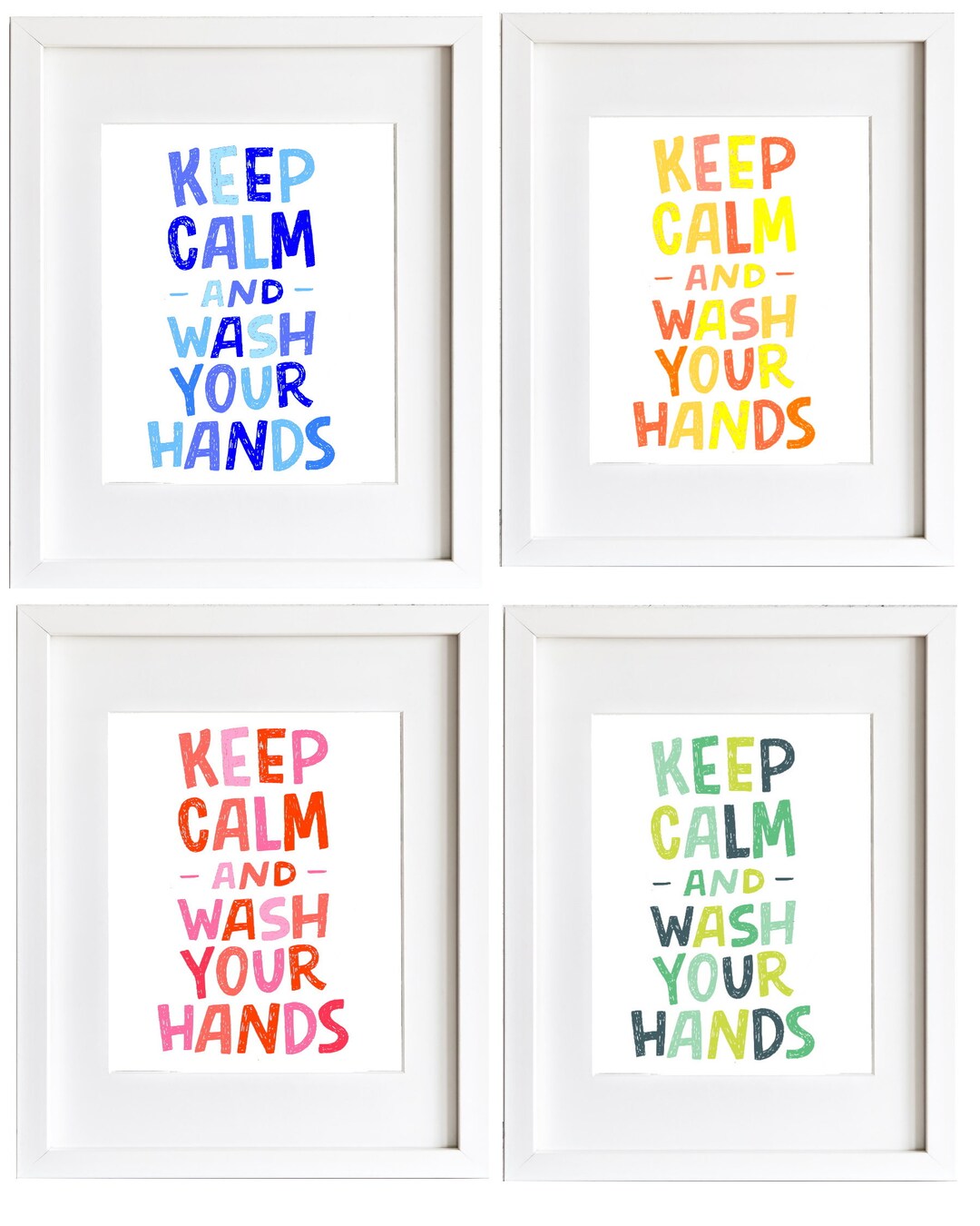 Keep Calm Wash Your Hands Art Print: Colorful Bathroom Decor (digital ...