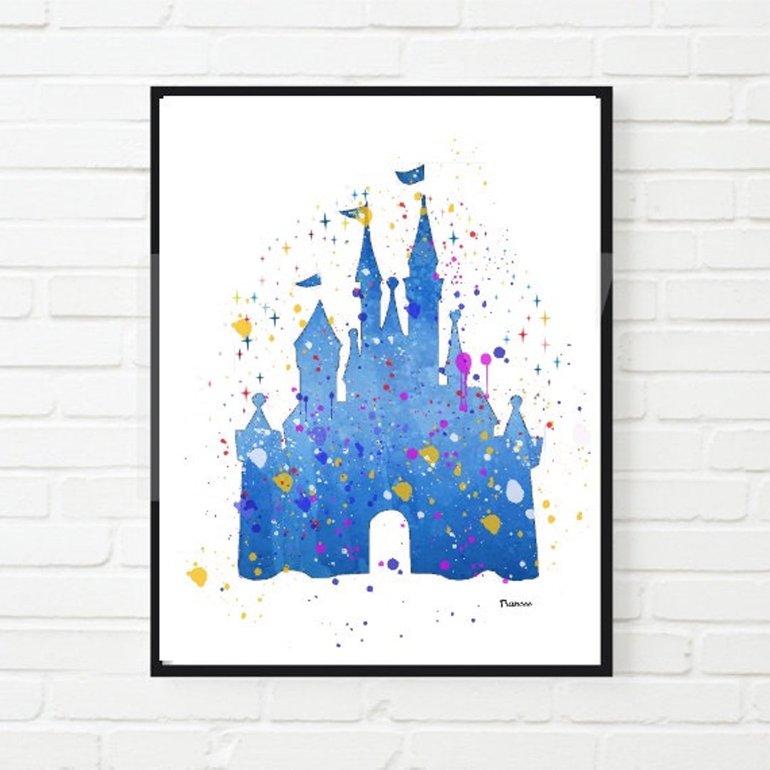 Princess Castle Blue Digital Download Castle Art Print Nursery ...