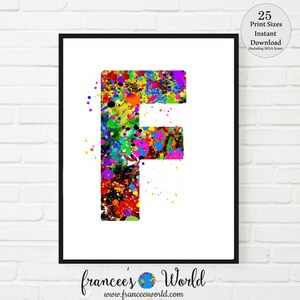Letter F Wall Decor Letter Art Letter F Print PRINTABLE - Etsy