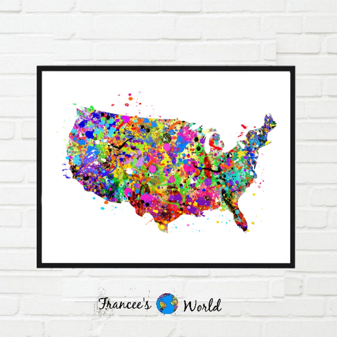United States Map PRINTABLE Watercolor America Home Decor USA Poster ...