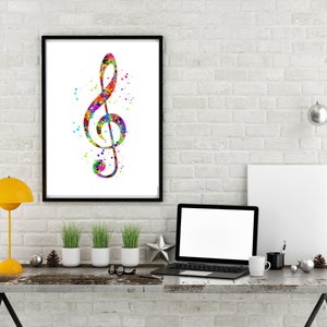 Music Note Print, Musical Wall Art Music Wall Art Treble Clef ...