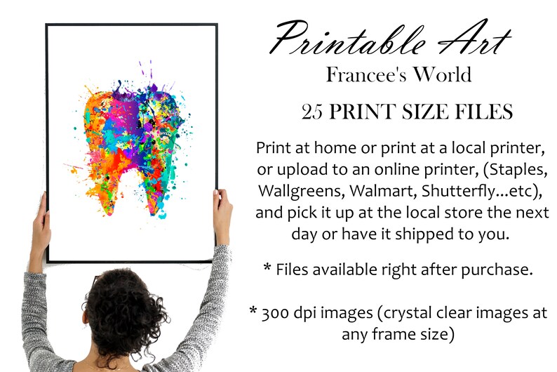 Tooth Print Tooth Art Dentist Wall Decor Teeth Print - Etsy