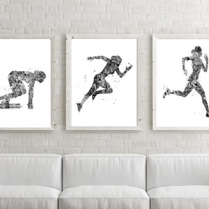 Sprinter Print, Woman Sprinter, Black and White, PRINTABLE, Watercolor ...