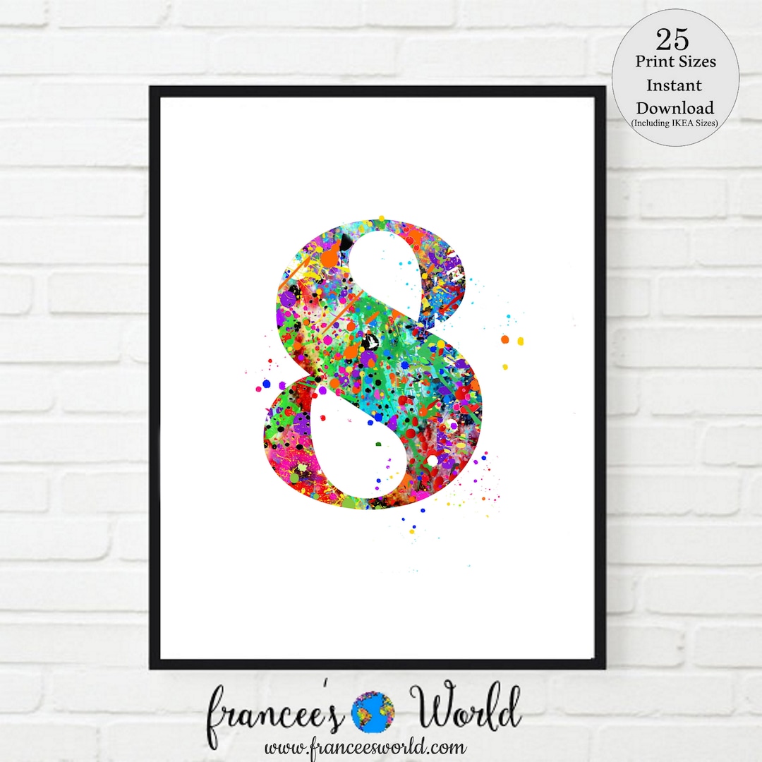 Number Eight PRINT, Number 8 Art, Number Art, Kid's Room Art, PRINTABLE ...
